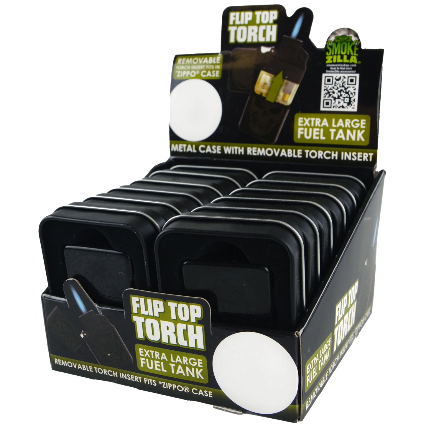 SMOKEZILLA - BLACK FLIP TOP TORCH 12 PIECES PER DISPLAY – Black Bunker ...